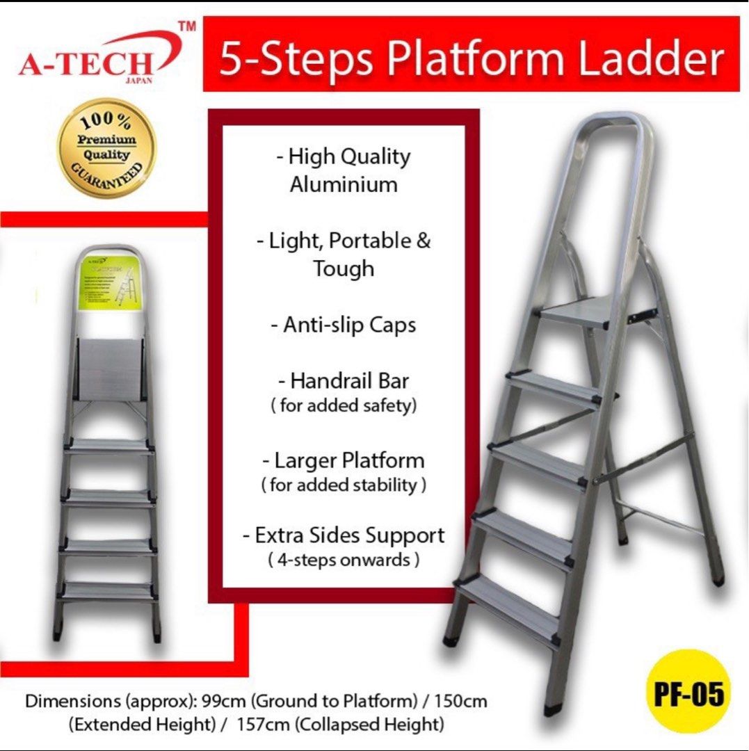 5 steps aluminium ladder, Furniture & Home Living, Home Improvement ...