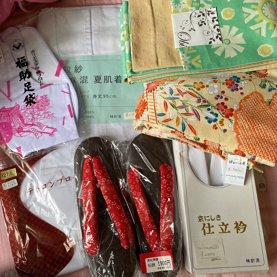日本和服 吳服 漢服 腰帶 足袋 全套 女 Japan Wafuku Kimono Tabi Cosplay, 女裝, 連身裙 & 套裝 ...