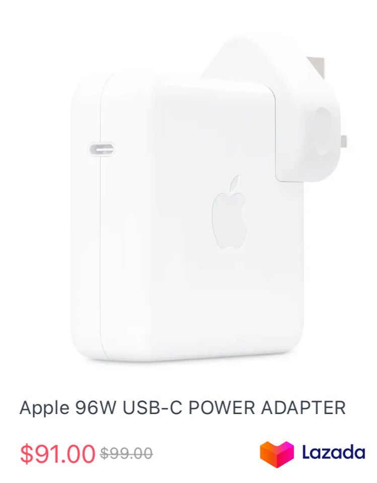 Apple 96W USB-C POWER ADAPTER, Computers & Tech, Parts & Accessories ...