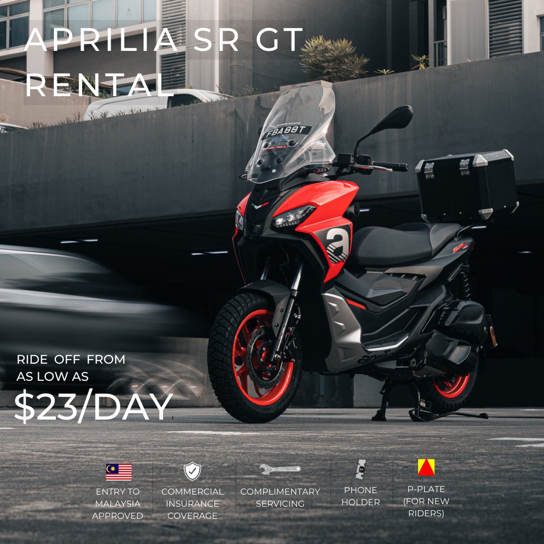 Aprilia SR GT Rental, Motorcycles, Motorcycle Rental on Carousell