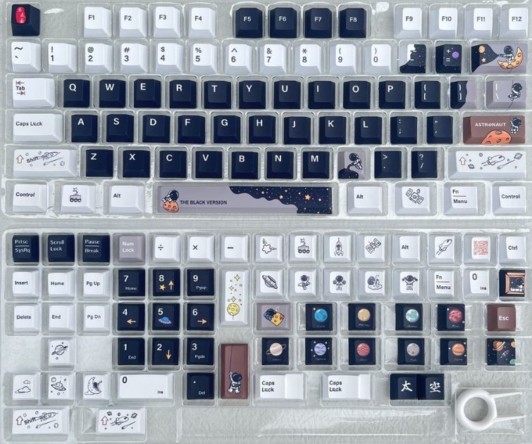 Astronaut Keycaps Cherry Profile PBT Keycap Set (Black), Computers ...