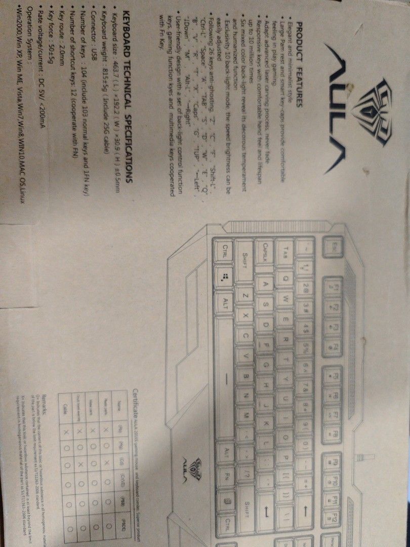AULA keyboard and mouse set with mouse pad, Computers & Tech, Parts ...