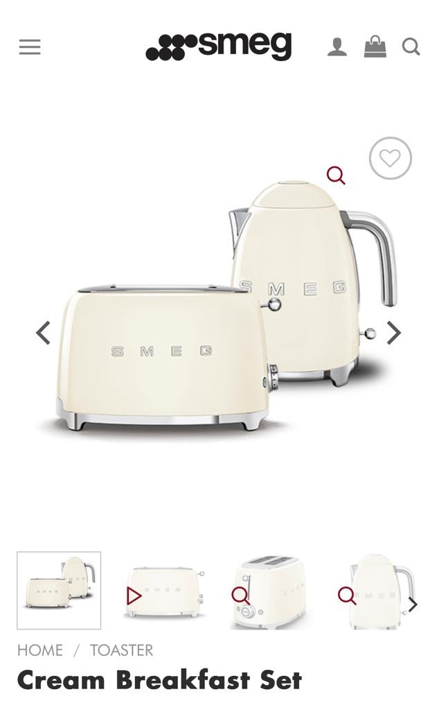 (BNIB) SMEG Breakfast Set (Kettle & Toaster) in cream, Furniture & Home ...