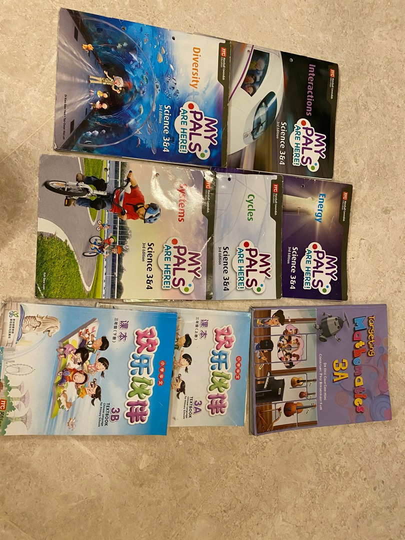 Books for P3, P4 and some story books + for cursive writing, Hobbies ...