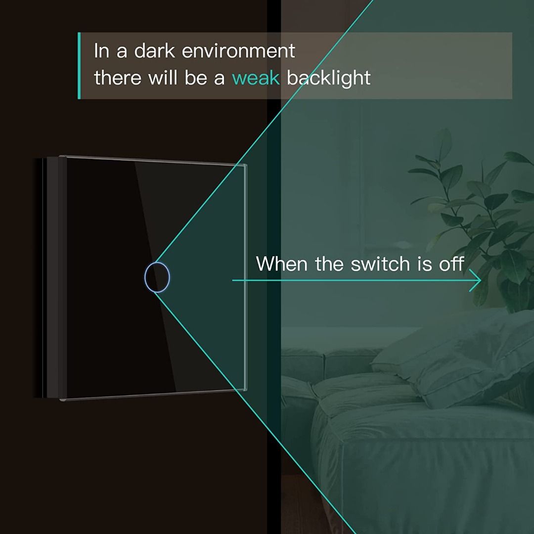 BSEED Touch Light Switch 1 Gang 1 Way, Tempered Glass Panel Light ...