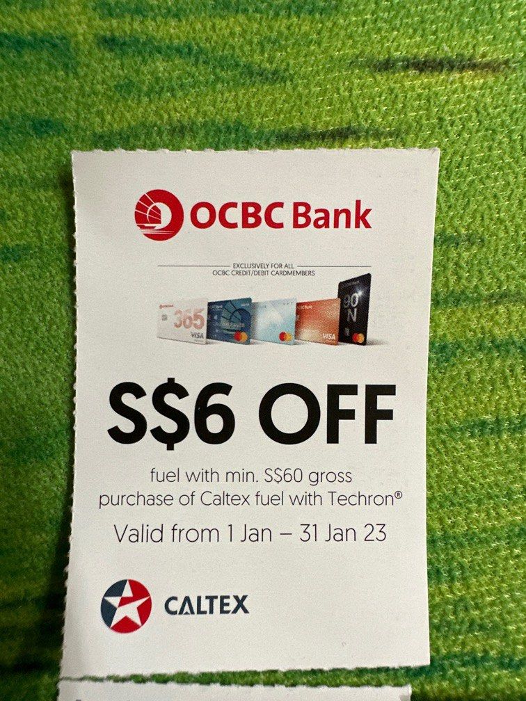 Caltex OCBC voucher, Tickets & Vouchers, Vouchers on Carousell