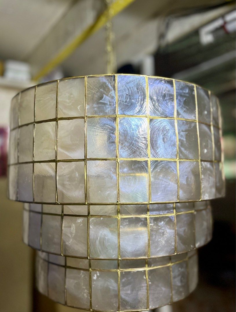 Capiz pendant light/lamp/lantern, Furniture & Home Living, Lighting ...