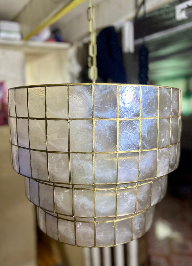 Capiz pendant light/lamp/lantern, Furniture & Home Living, Lighting ...