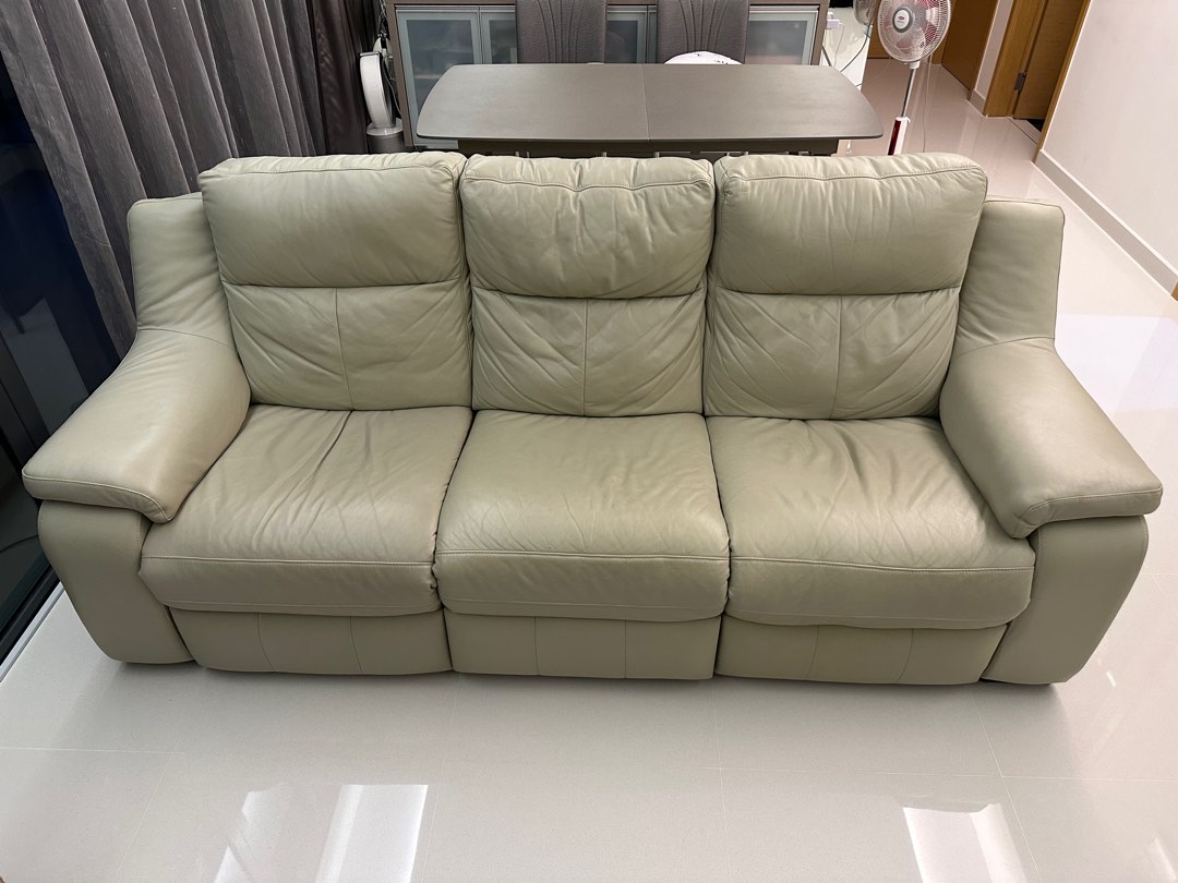 Cellini Leather Auto Recliner Sofa, Furniture & Home Living, Furniture ...