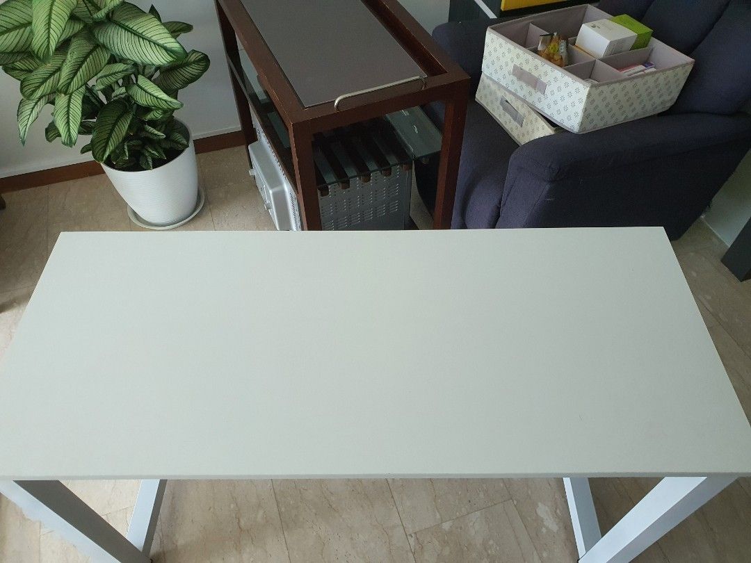 Classic white table with steel legs, Furniture & Home Living, Furniture ...
