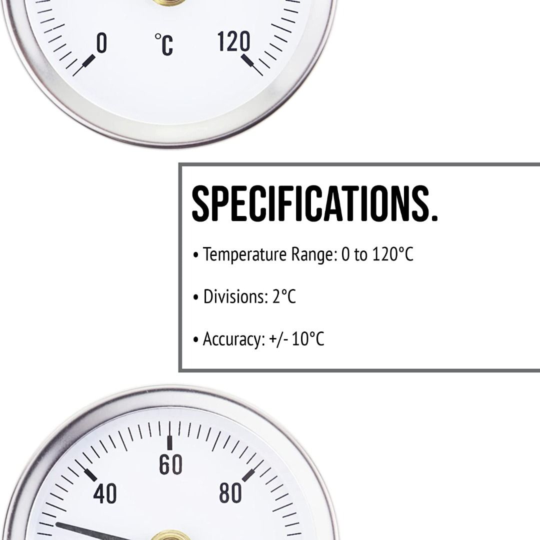 Clip On Hot Water Pipe thermometer 0-120C 63MM Radiator Thermometer ...