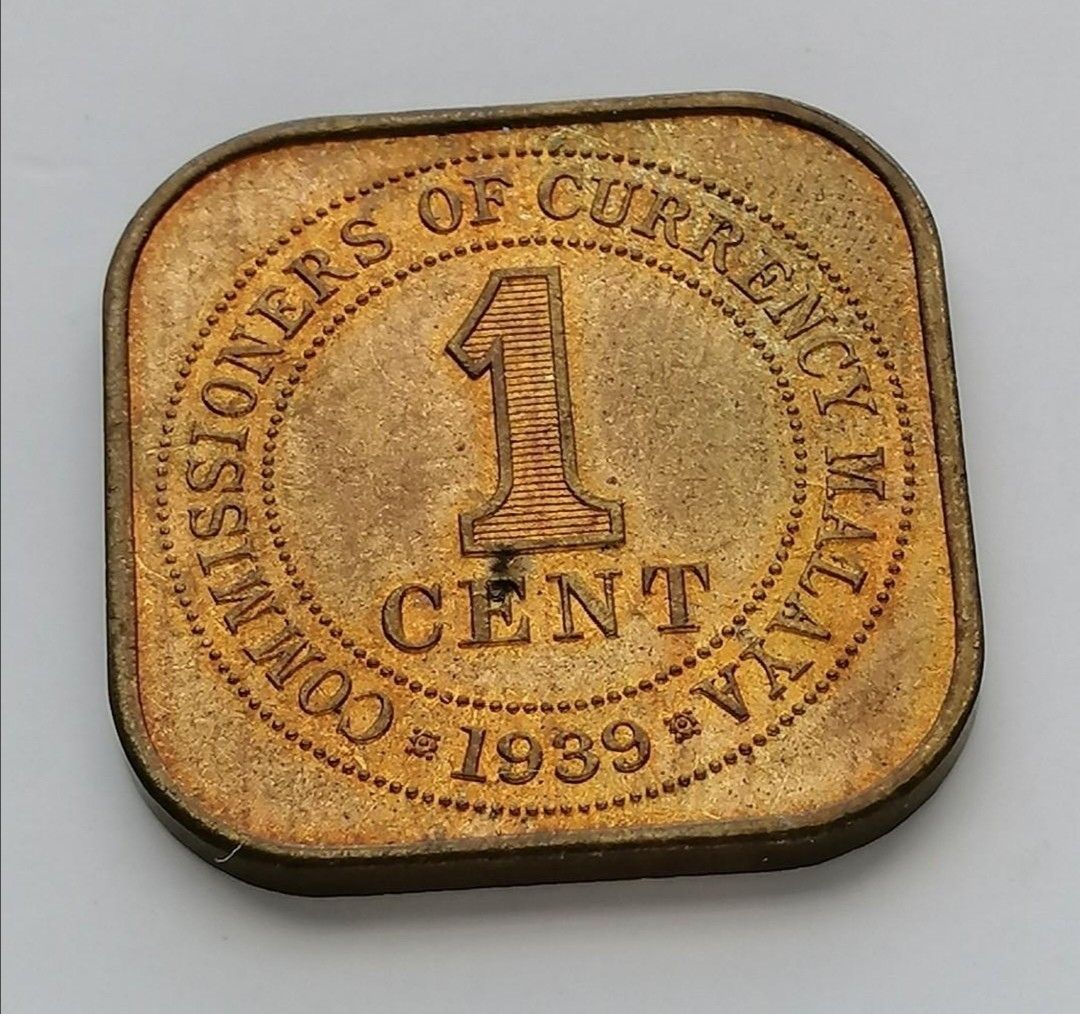 COIN - 1939 MALAYA ONE CENT " COMMISSIONERS OF CURRENCY MALAYA " GEORGE ...