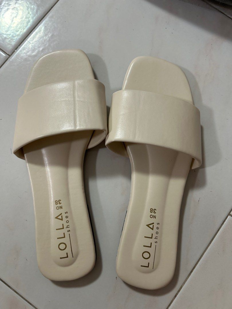 Cream Slide On, Women's Fashion, Footwear, Flipflops and Slides on ...