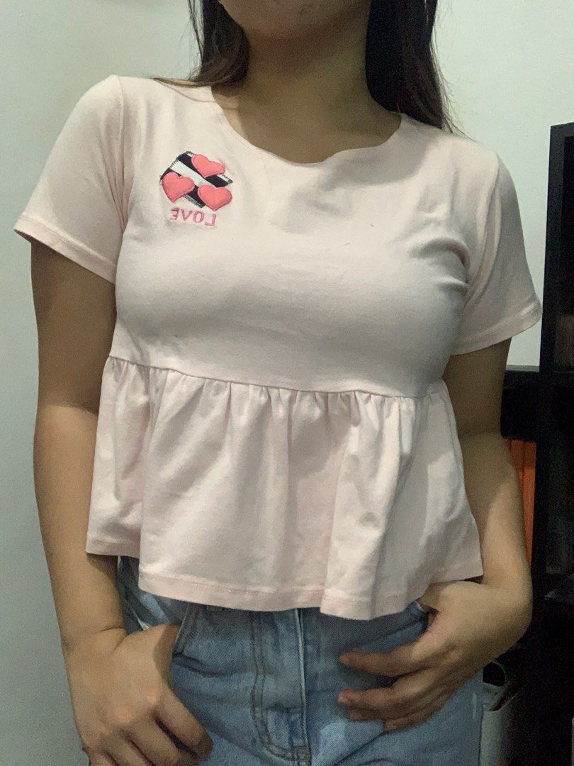 Cute powder pink korean top, Women's Fashion, Tops, Blouses on Carousell