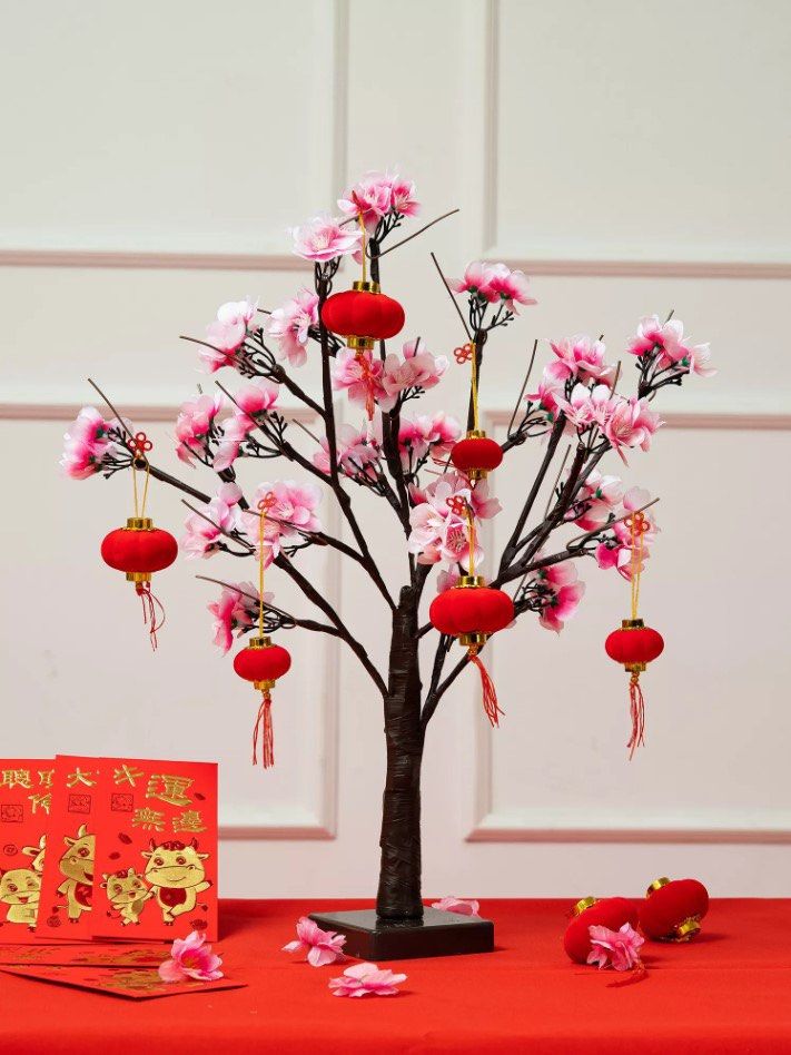 Decorative LED Peach Blossom Tree Ready Stock, Furniture & Home Living ...
