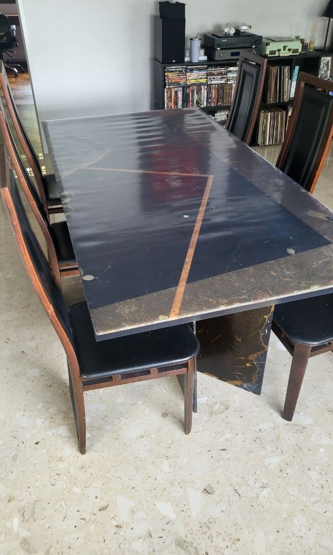 Dining table 2m x 1m marble top, Furniture & Home Living, Furniture ...