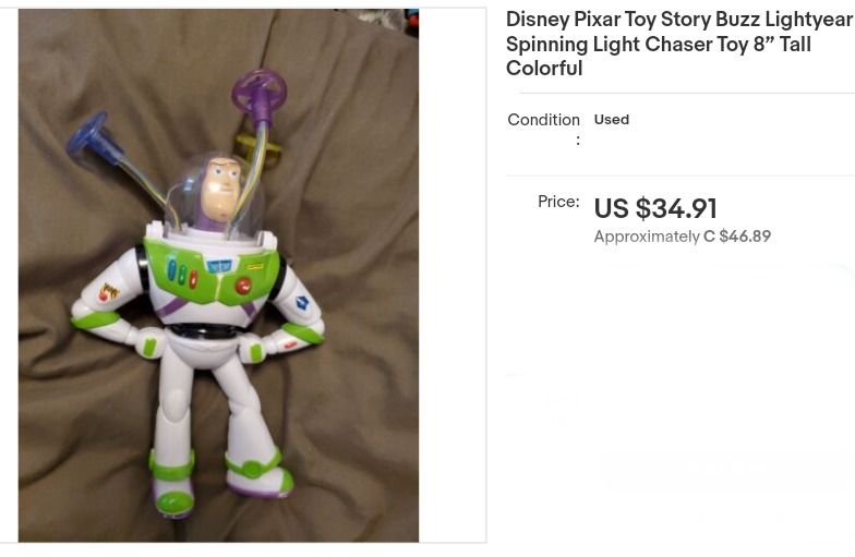Disney Pixar Toy Story Buzz Lightyear Light Up Toy Spinner Hobbies