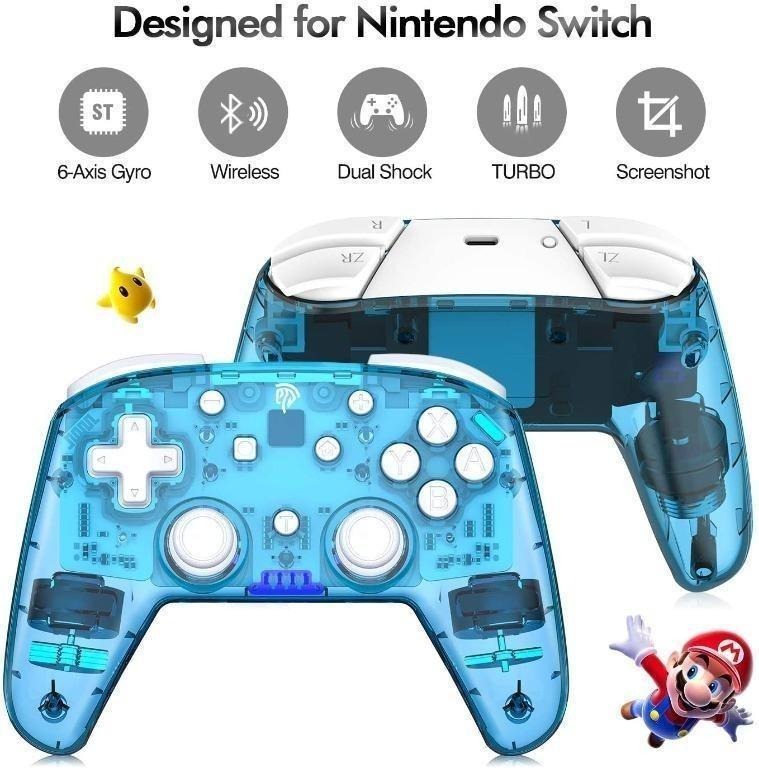 EasySMX Wireless Controller for Switch, Pro Dual Vibration Joystick Turbo 6 Axis Sensor, Video ...
