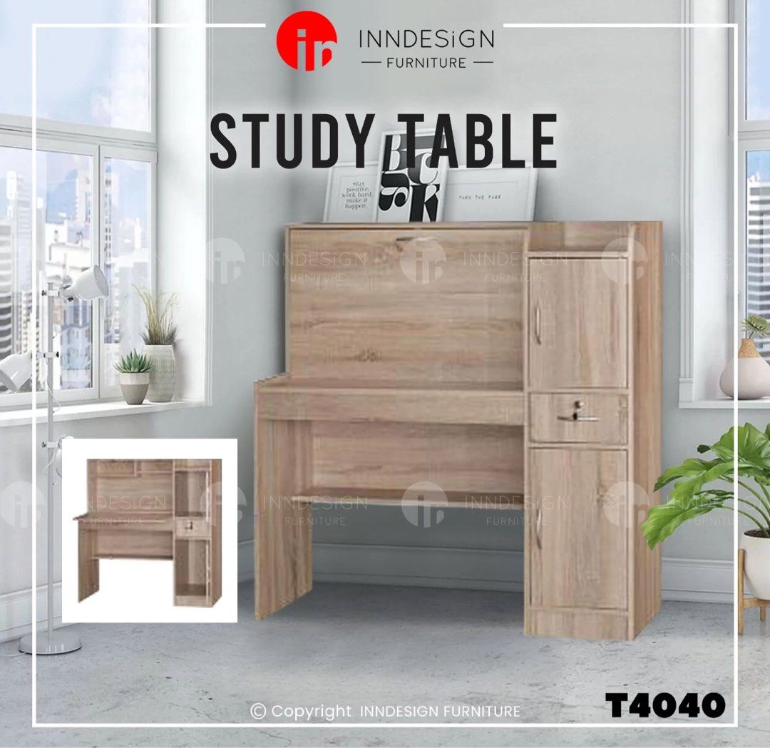 Eden Study Table / Study Desk with Drawer and Shelf (Free Installation ...