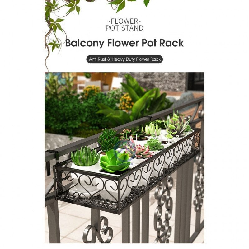 Flower Pot Rack Balcony Corridor Railing Hanging Plant Basket Garden ...