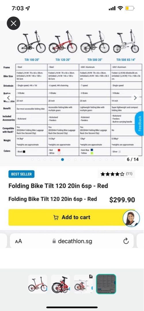 Folding Bike Tilt 120 20in 6sp - Red, Sports Equipment, Bicycles ...