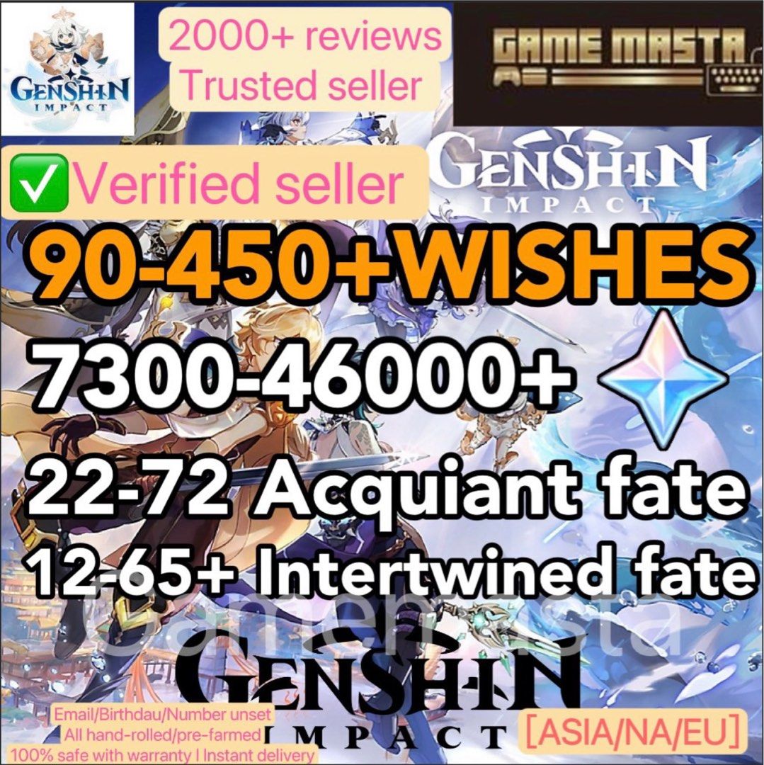 Genshin account | Genshin Impact 90-460+ wishes primo account starter ...