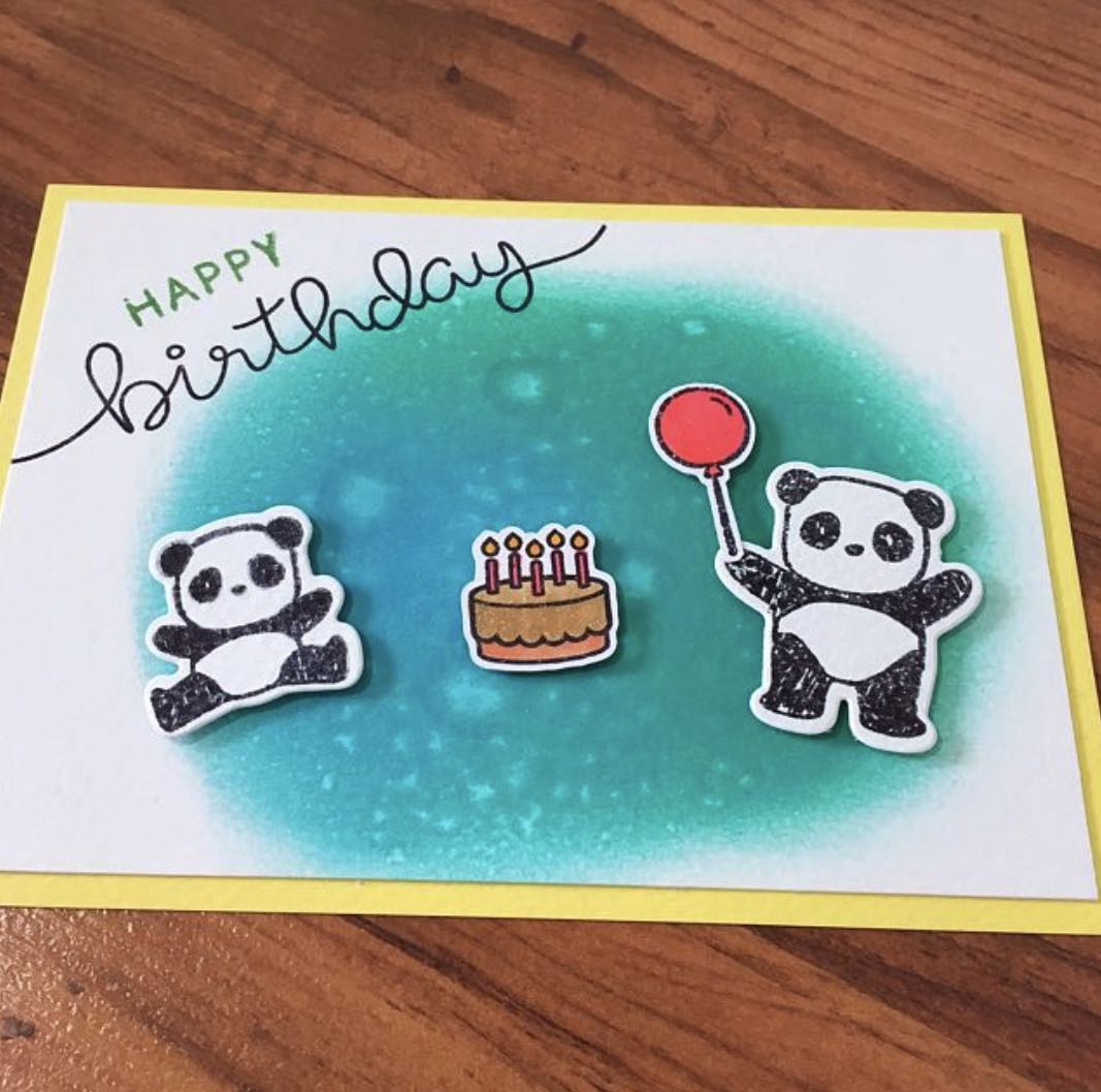 Handmade birthday card - cute pandas, Hobbies & Toys, Stationery ...