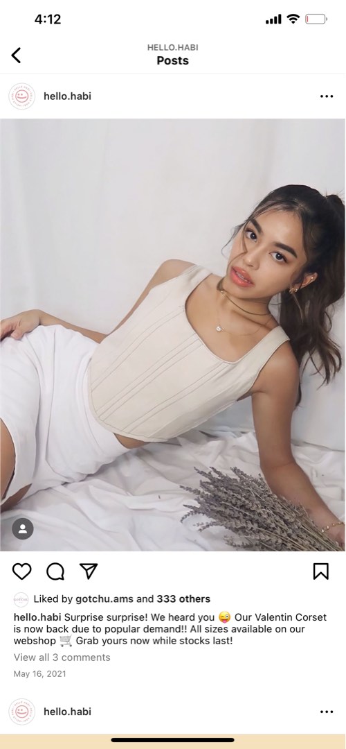 Hello Habi cream corset ( valentin ), Women's Fashion, Tops, Sleeveless ...