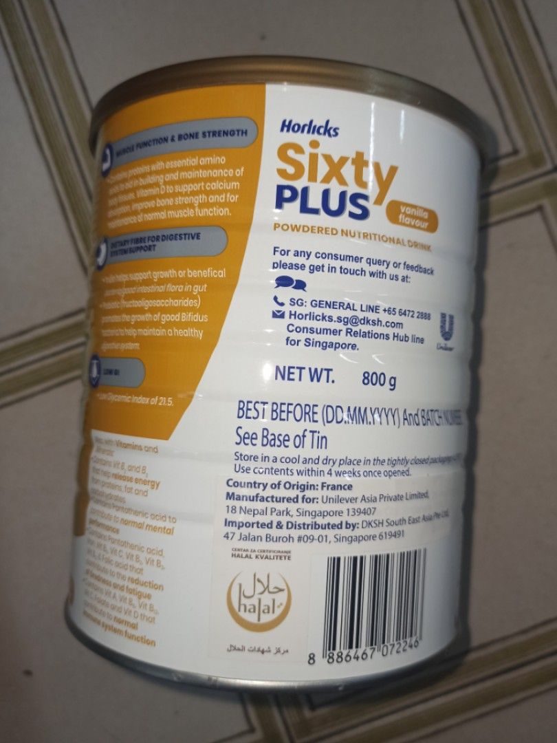 Horlicks Sixty Plus Adult Nutrition Formula Drink - Low GI - Vanilla ...