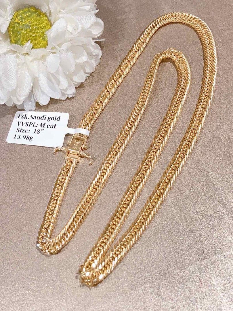 K18 Japan Gold Necklace 18k Gold Double Lock, Women's Fashion, Jewelry ...