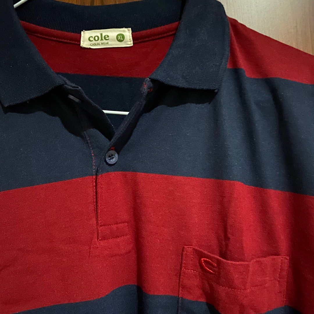 Kaos polo cole stripe, Fesyen Pria, Pakaian , Atasan di Carousell