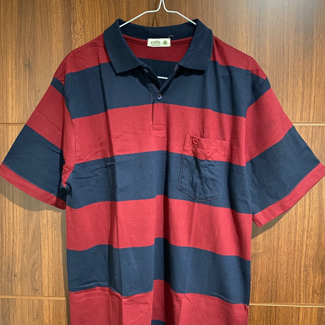 Kaos polo cole stripe, Fesyen Pria, Pakaian , Atasan di Carousell