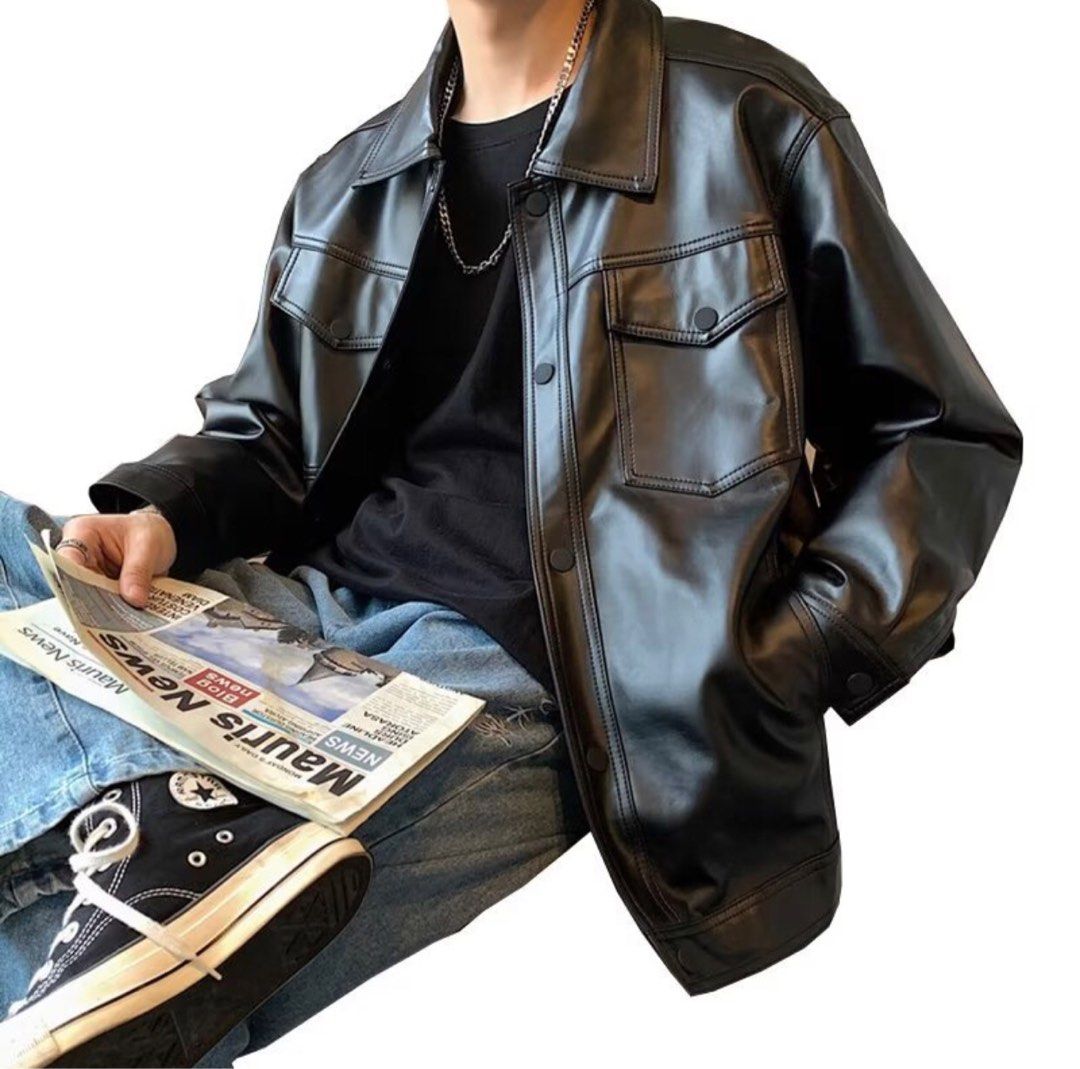 Korean Leather Jacket, Men's Fashion, Coats, Jackets and Outerwear on ...
