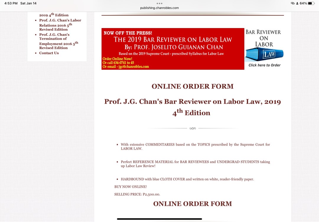 LABOR LAW BAR REVIEWER BY J.G. CHAN, Hobbies & Toys, Books & Magazines ...