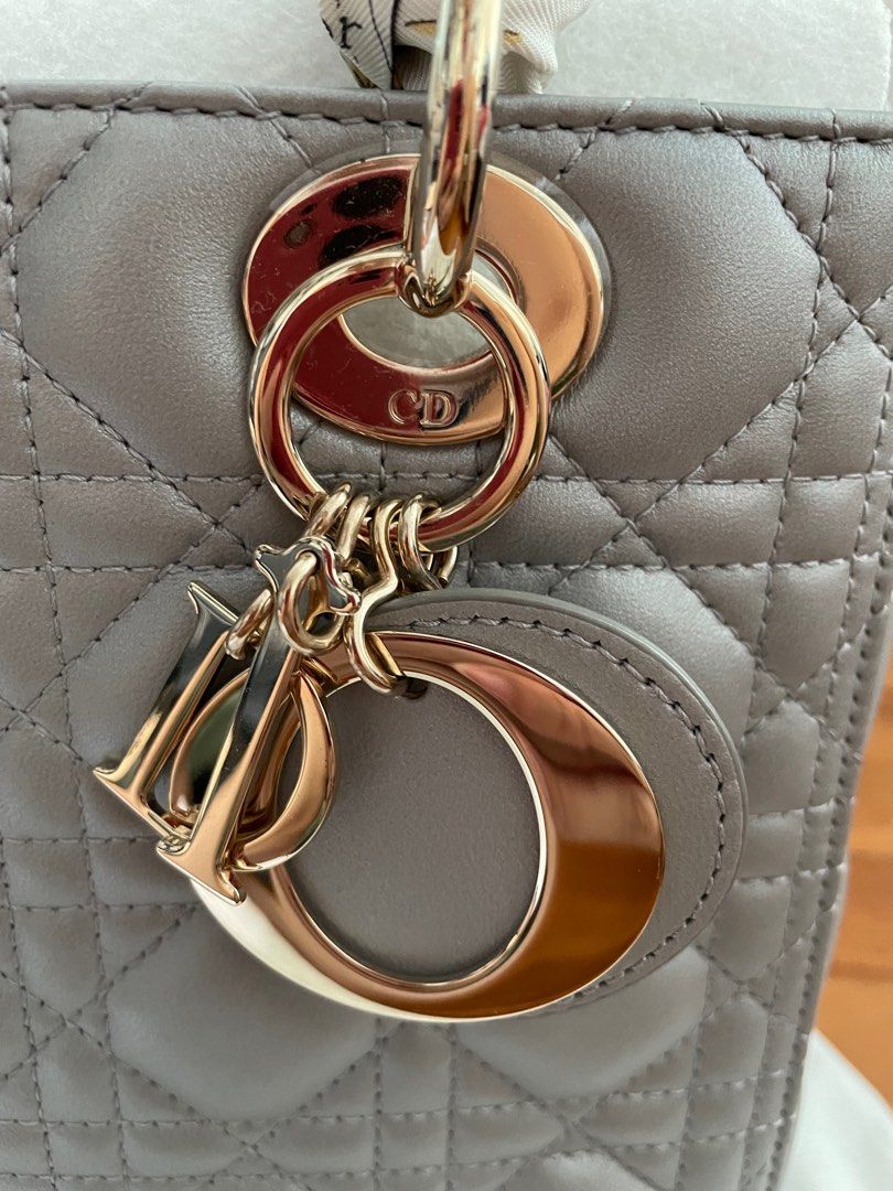 Lady dior light grey pearly opaline medium, Luxury, Bags & Wallets on ...