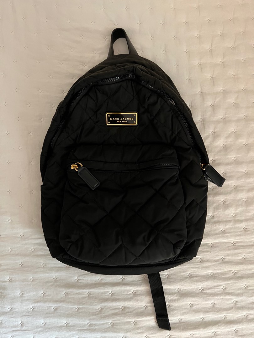 MARC JACOBS quilted nylon backpack in black, Women's Fashion, Bags & Wallets, Backpacks on Carousell