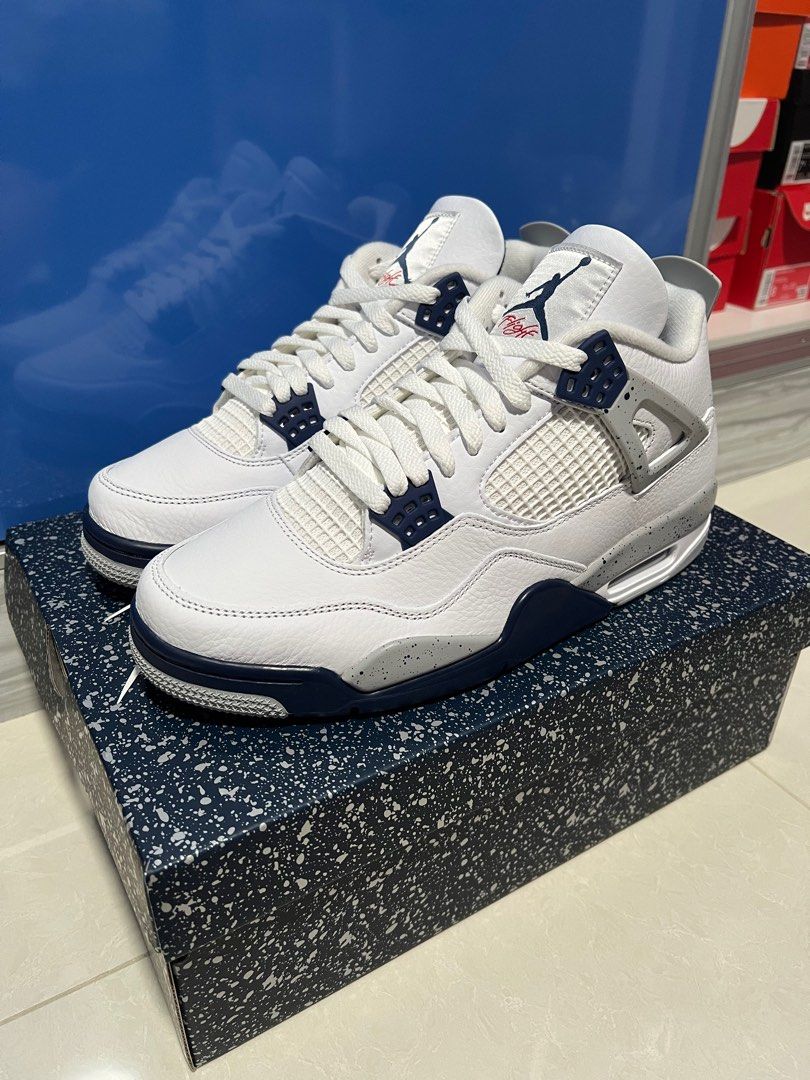 Midnight Navy Air Jordan 4, Men's Fashion, Footwear, Sneakers on Carousell