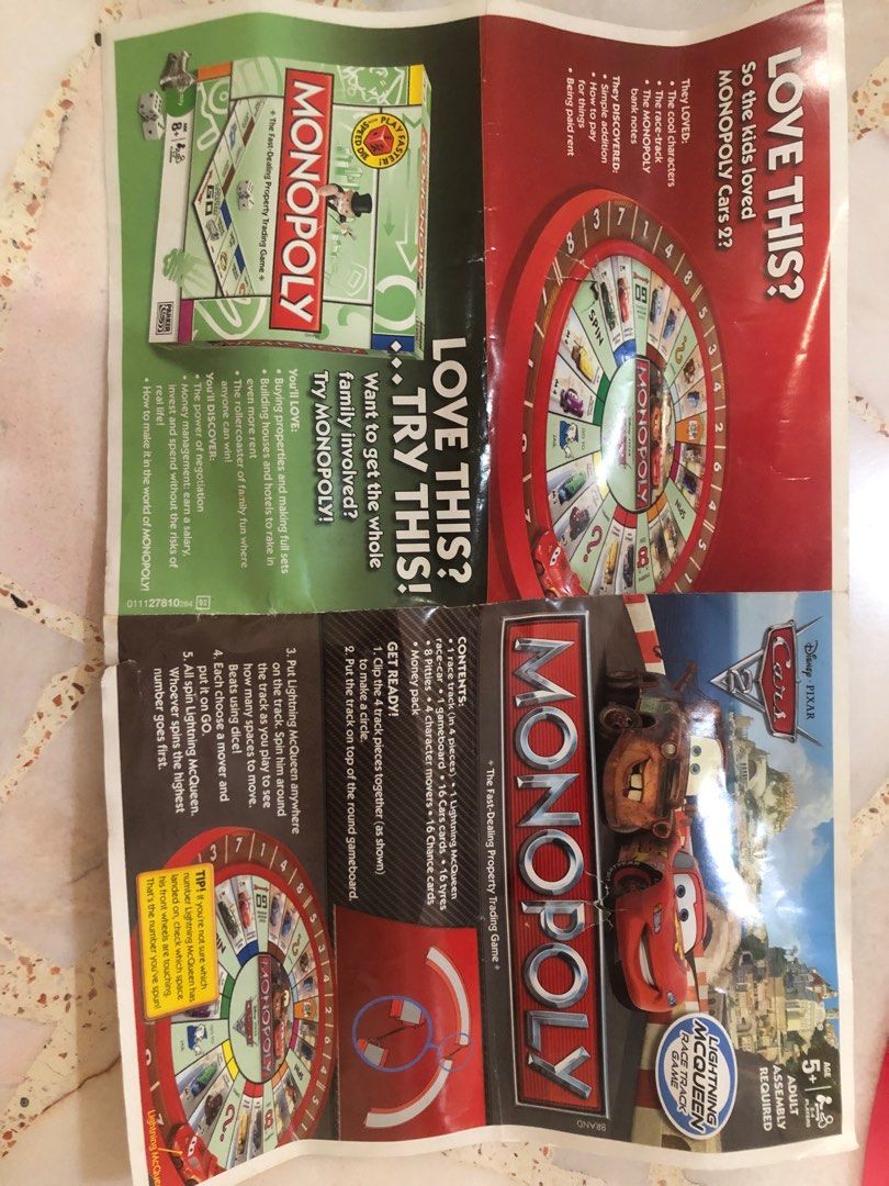 Monopoly Lighting McQueen race track game, Hobbies & Toys, Toys & Games ...