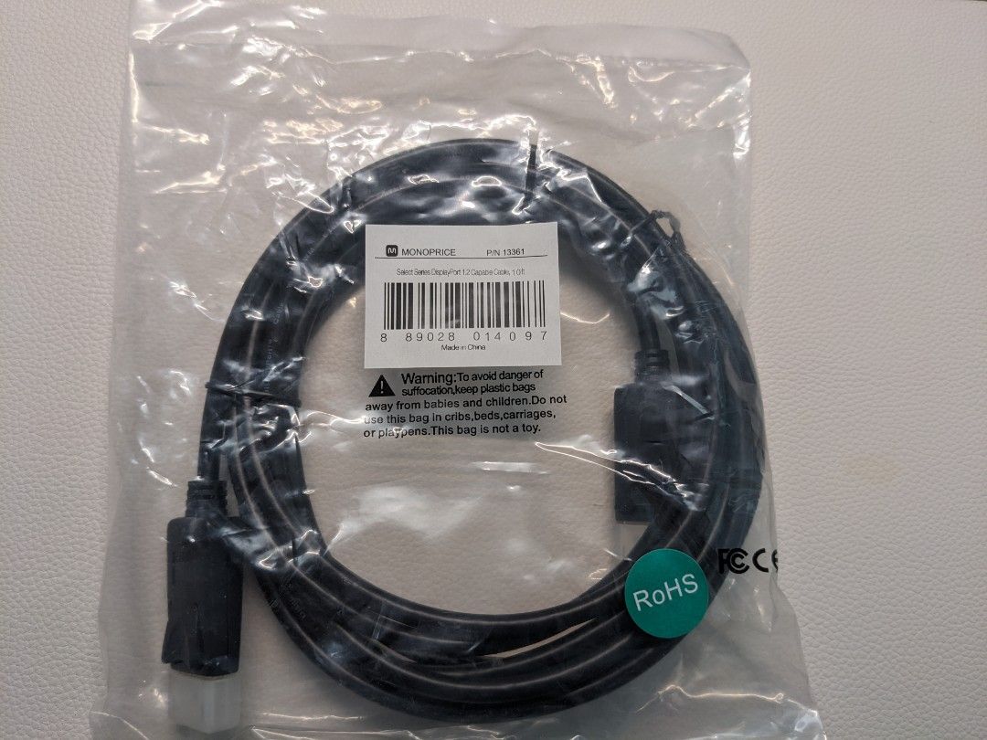 MonoPrice DisplayPort 1.2 Cable 10ft, Computers & Tech, Parts ...