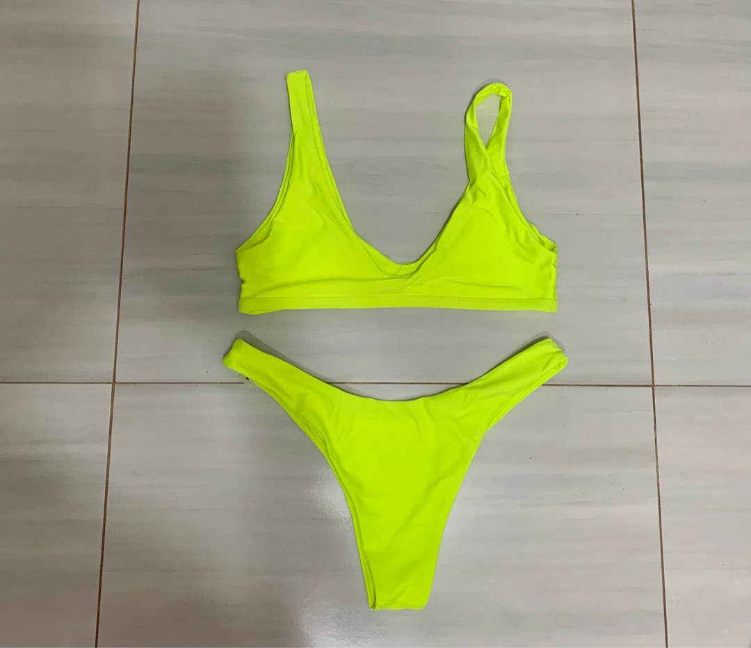 Large Neon Green Two piece swimsuit, Women's Fashion, Swimwear, Bikinis ...
