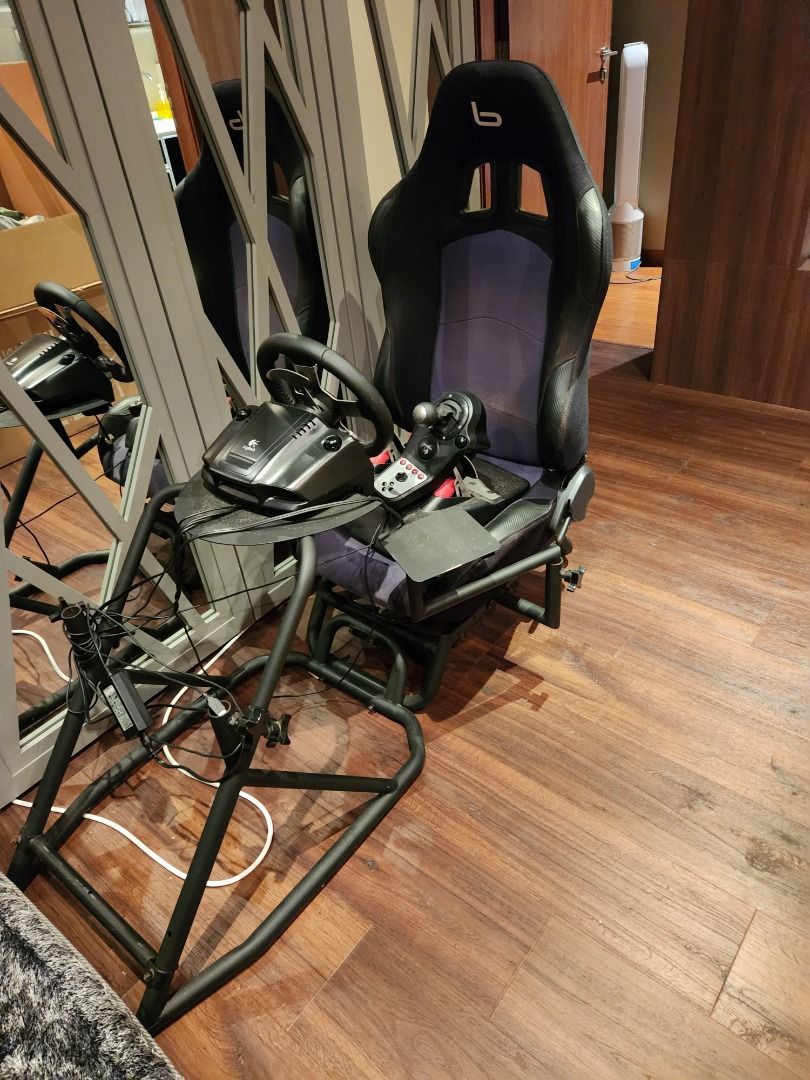 Obutto Ozone gaming cockpit + Logitech G27 wheel, pedal and gearshift ...