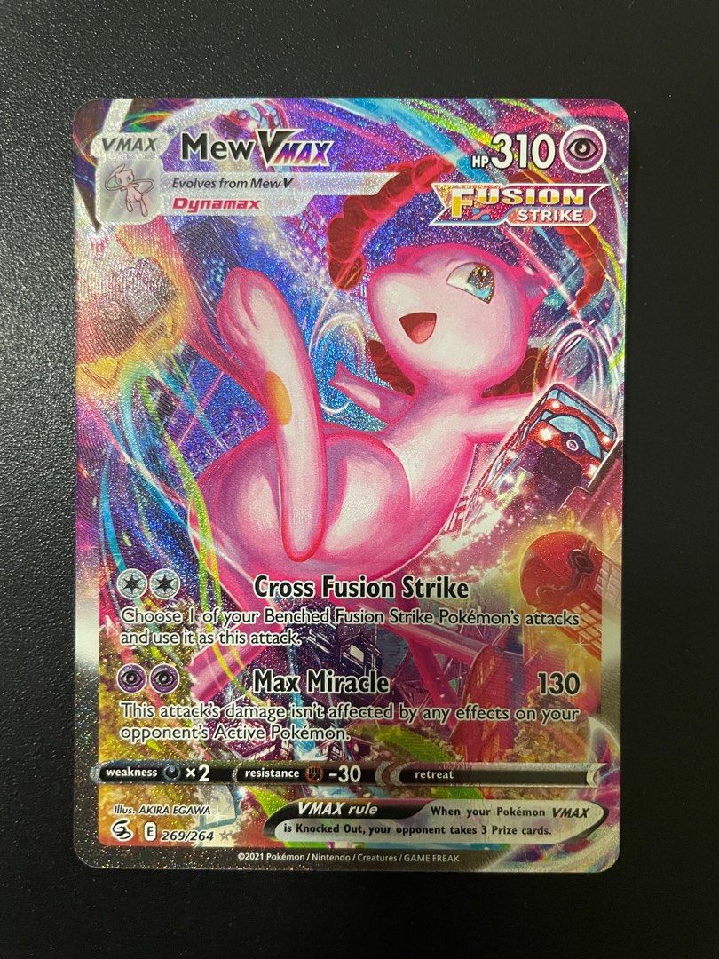 Pokemon TCG Mew VMAX - 269/264 - Alternate Art Secret Rare Sword & Shield: Fusion Strike Pokemon ...