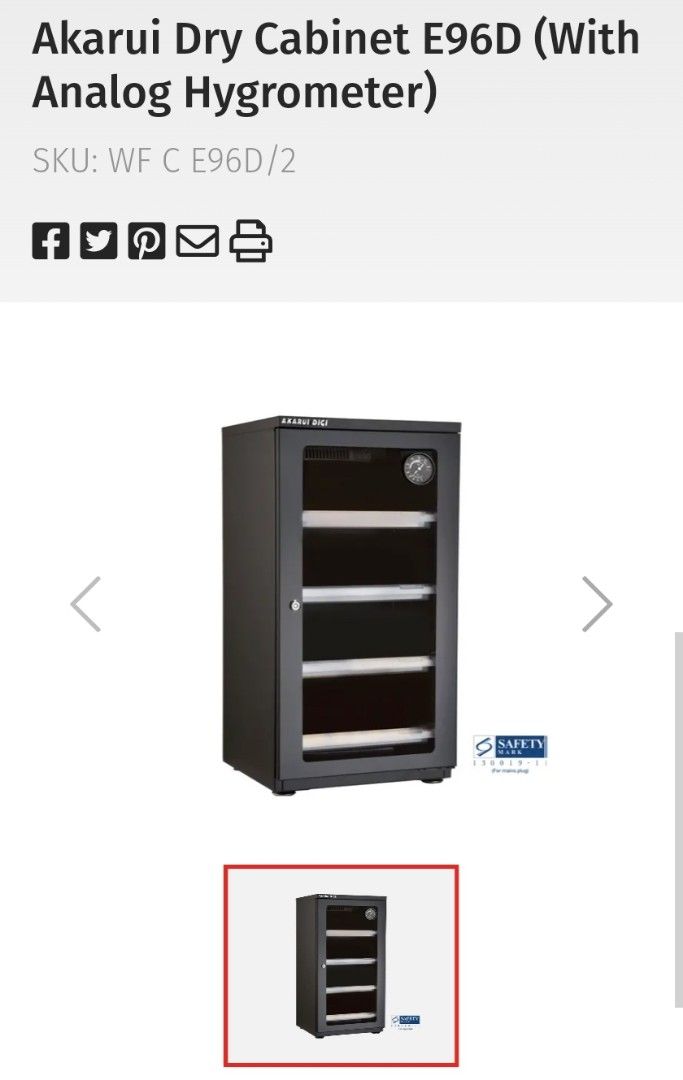 [Pre-loved] Akarui Digi dry cabinet E96D (analog hygrometer ...