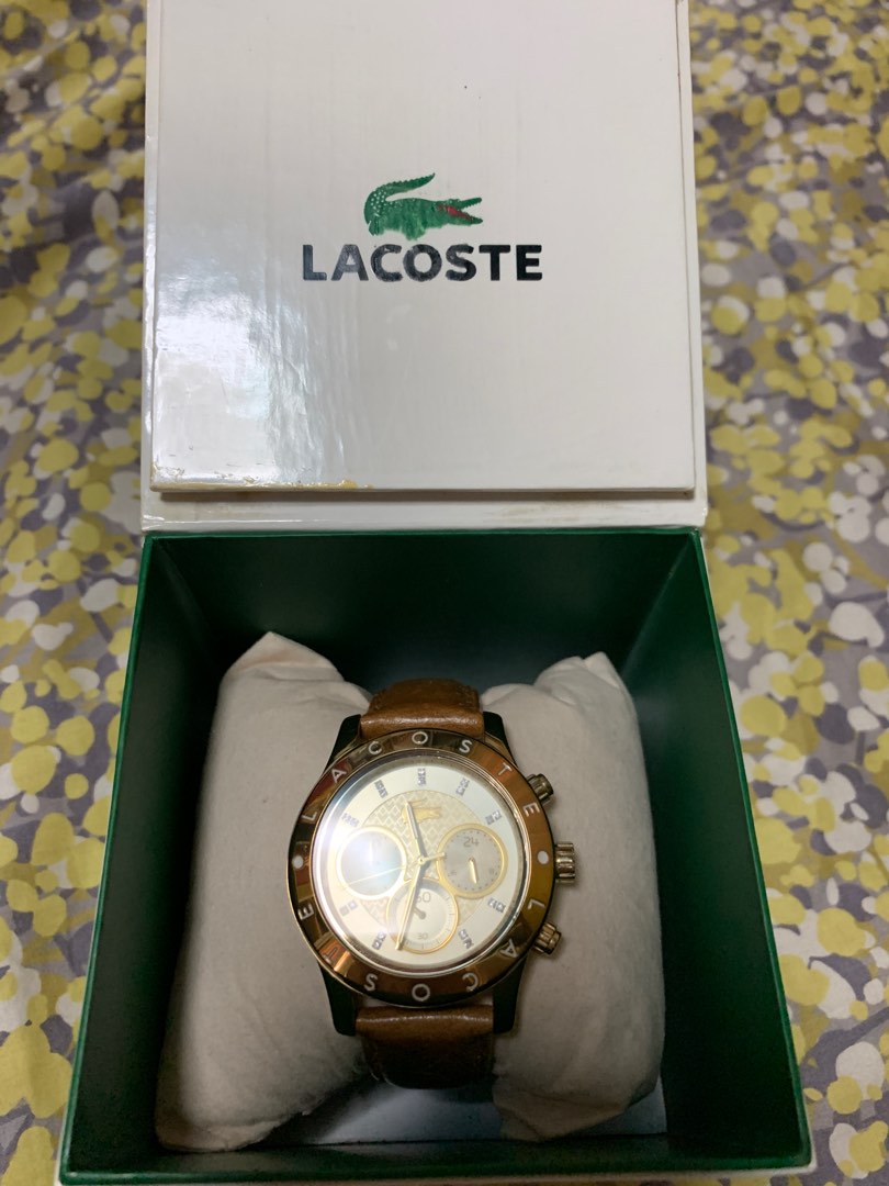Preloved original lacoste watch not the original strap but leather, Women's Fashion, Watches ...
