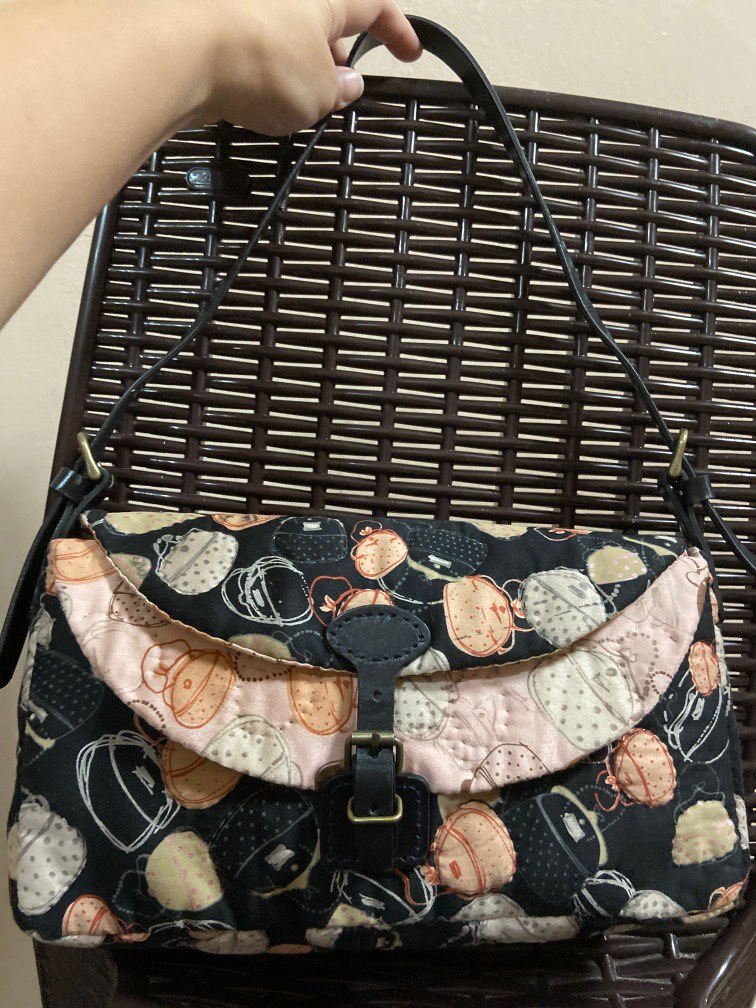 Printed Cloth and Leather Shoulde Bag, Women's Fashion, Bags & Wallets ...