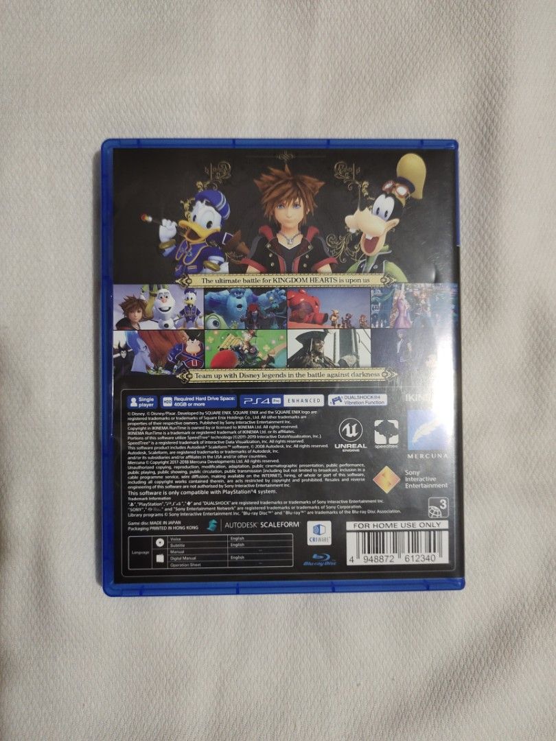 PS4 Kingdom Hearts 3, Video Gaming, Video Games, PlayStation on Carousell