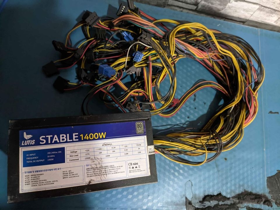 PSU 1400W Silver Rated 80+ Stable Power Supply Lots of 6+2Pin for GPU ...