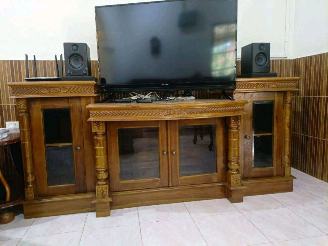 Rak tv kayu jati paduu, Furniture & Home Living, Furniture, TV Consoles ...
