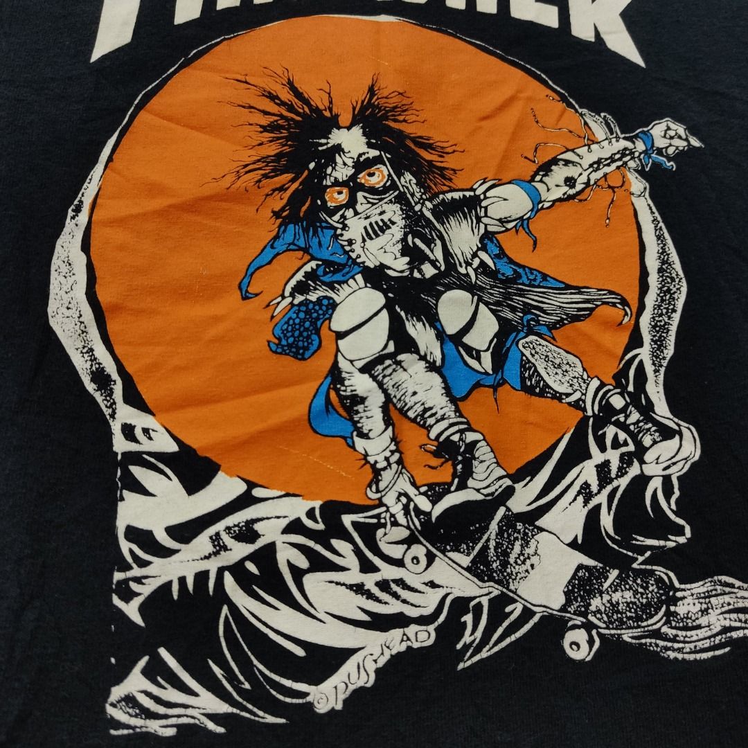 Rare Thrasher Pushead Skate Outlaw Shirt, Men's Fashion, Tops & Sets ...