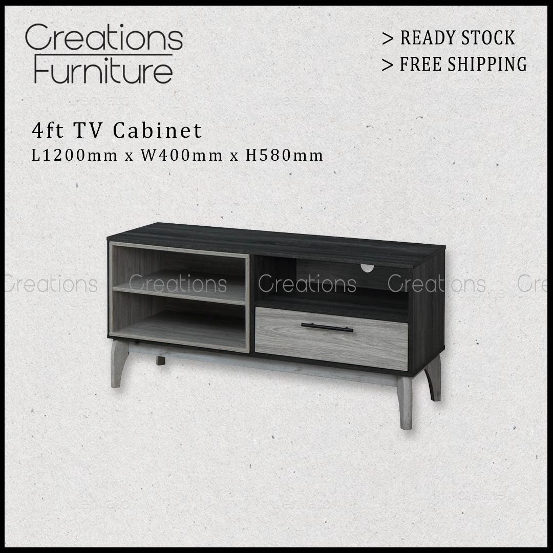 READY STOCK! Ika Modern 4ft TV cabinet/ compartment/ designed furniture- Free shipping ...